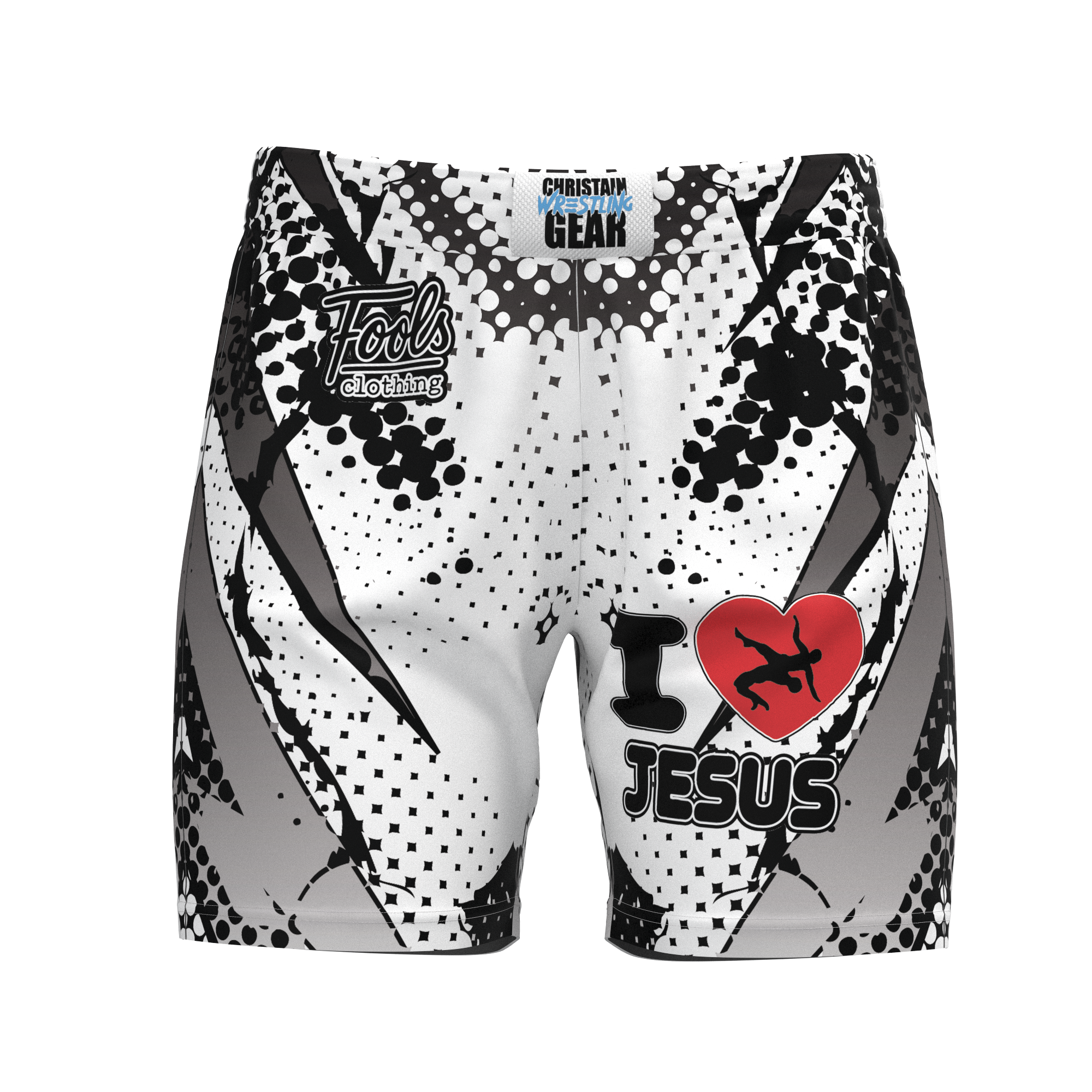 I Love Jesus Fight Short – Christian Wrestling Gear